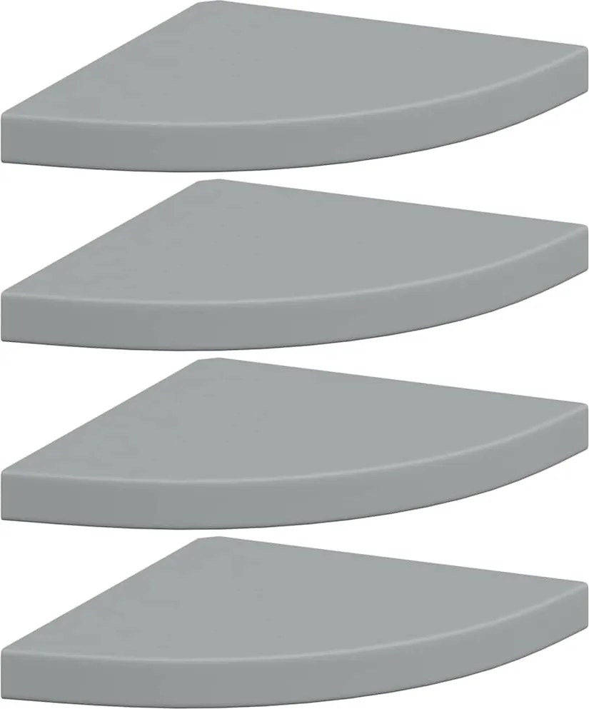 Plovoucí rohové police 4 ks šedé 35 x 35 x 3,8 cm MDF 323924