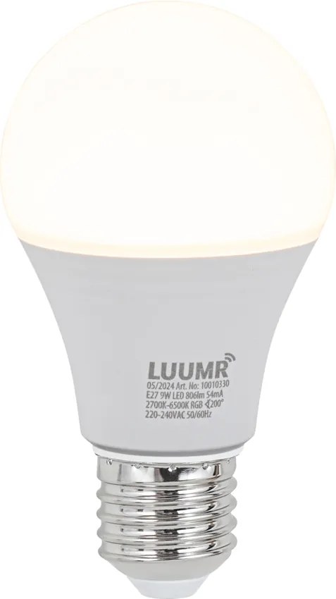 Sada 3 chytrých stmívatelných LED žárovek E27 A60 9W 806 lm 2700K-6500K včetně Zigbee Smart Hub