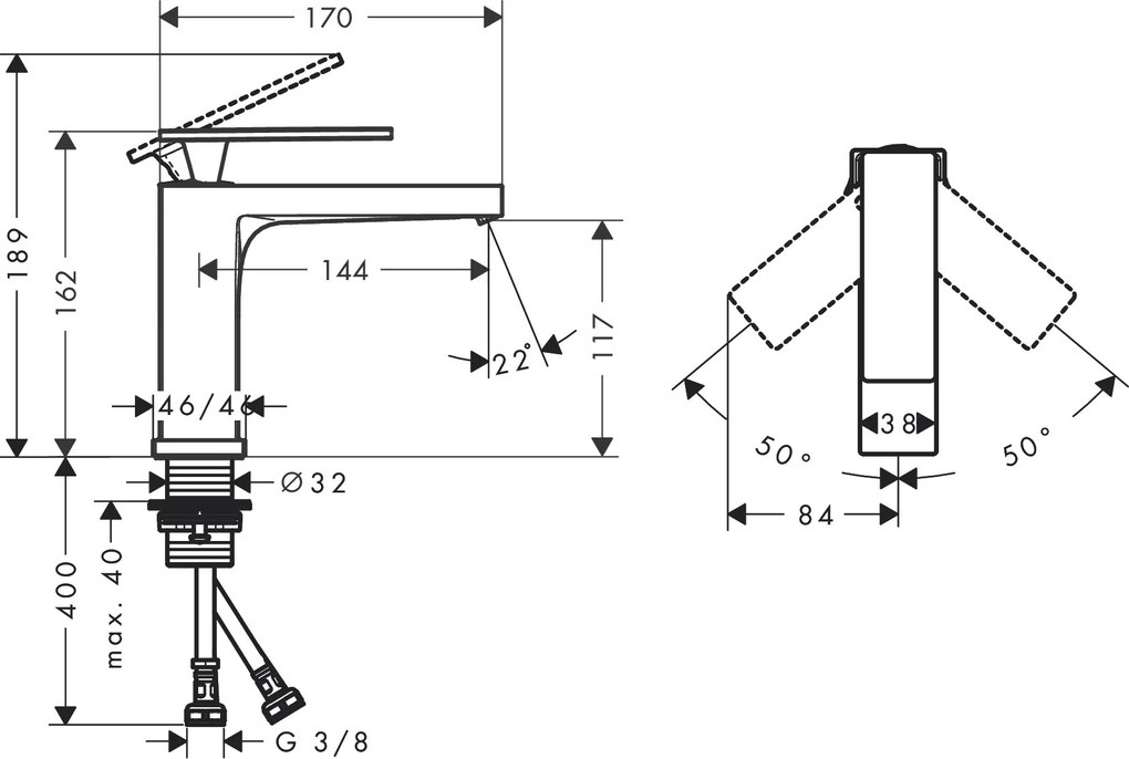 Hansgrohe Tecturis E, páková umyvadlová baterie 110 EcoSmart+, chromová, HAN-73011000