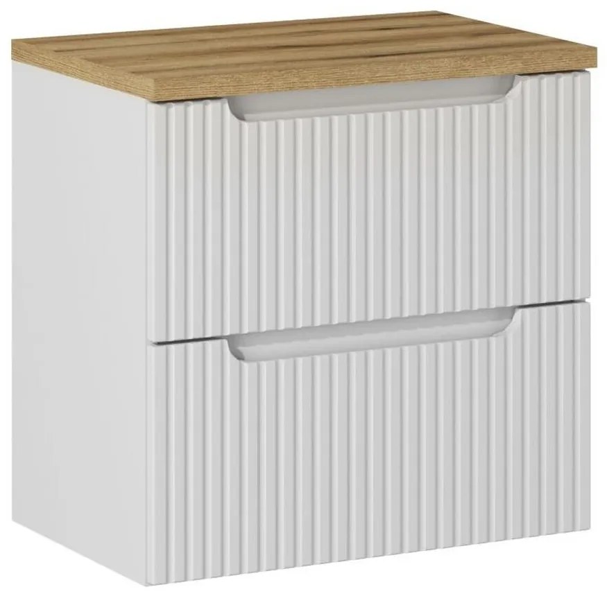 Závěsná skříňka pod umyvadlo Nova White I s deskou 60 cm bílá/dub evoke