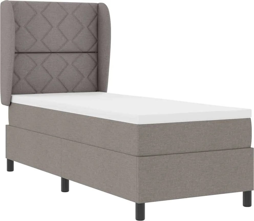 Postel s boxspringem s čelo Taupe 80 x 200 cm textil 3340596