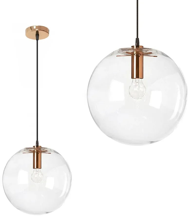 Toolight - Závěsné skleněné stropní svítidlo Lassi 20 cm 1xE27, Růžové zlato, OSW-00130