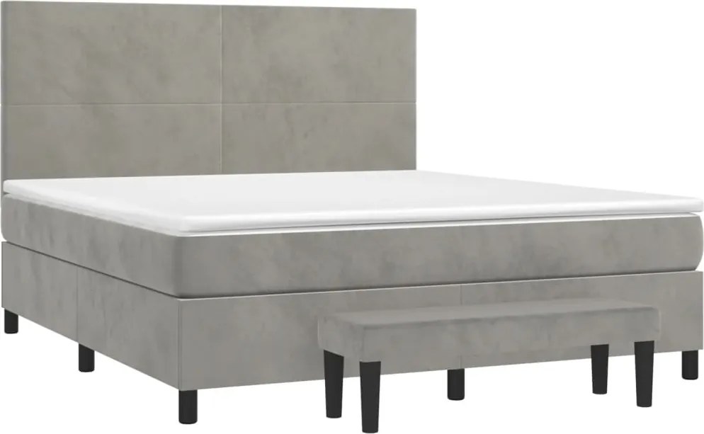 Box spring postel s matrací světle šedá 180x200 cm samet 3137737