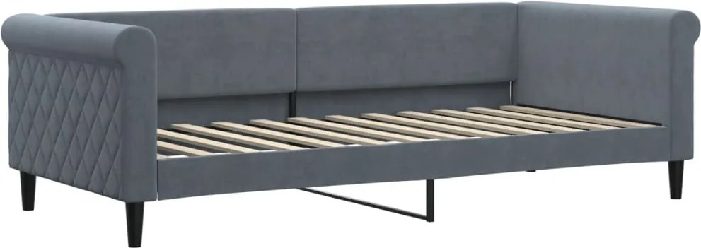 Válenda s přistýlkou a matracemi tmavě šedá 90 x 200 cm samet 3197796