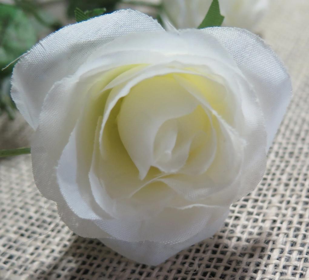 Růžový keř bílý 85cm, květy 7cm, 5cm, poupě 2cm