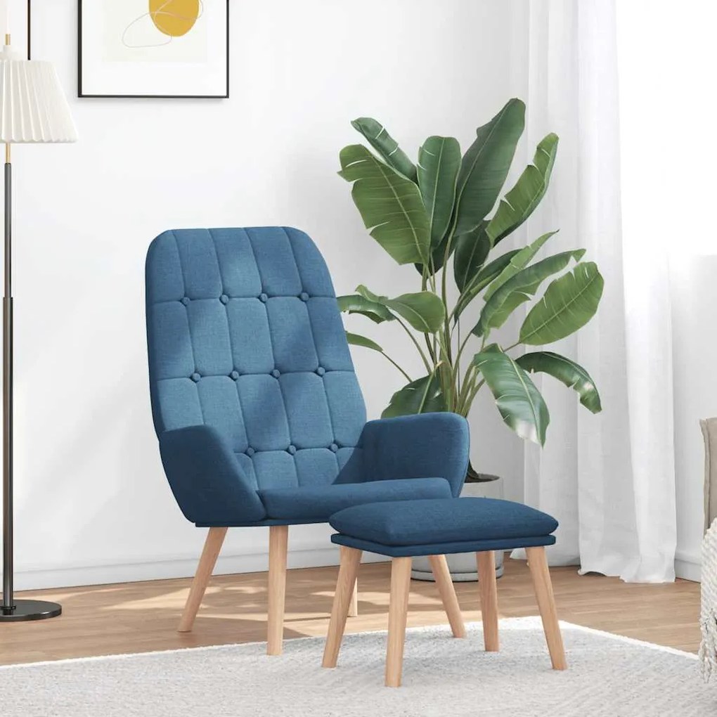 Relaxační křeslo s podnožkou modré textil 3315152