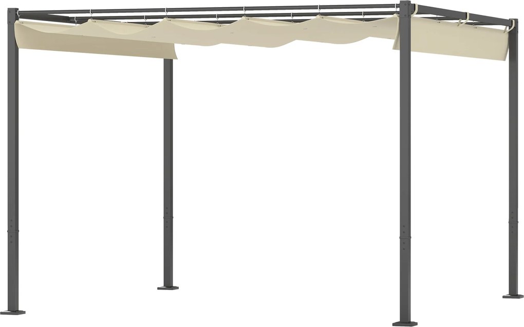Pergola Outsunny přibližně 3x3m s magnetickou podložkou, kovový zahradní altán s nastavitelnou střechou, volně stojící, UV ochrana 30+, pro terasu a z