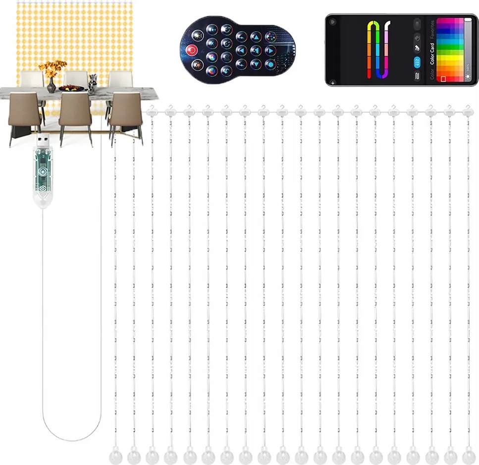 Vánoční Osvětlení Na Stromeček Velká Světelný Závěs 2X2 M Hustá Led Světla