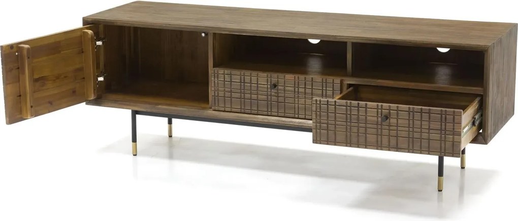 TV stolek Maze 160 cm z masivu hnědý/černý