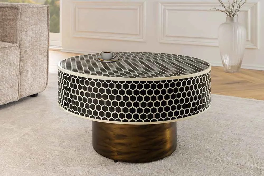 Designový konferenční stolek Xinavane 60 cm černo-bílý