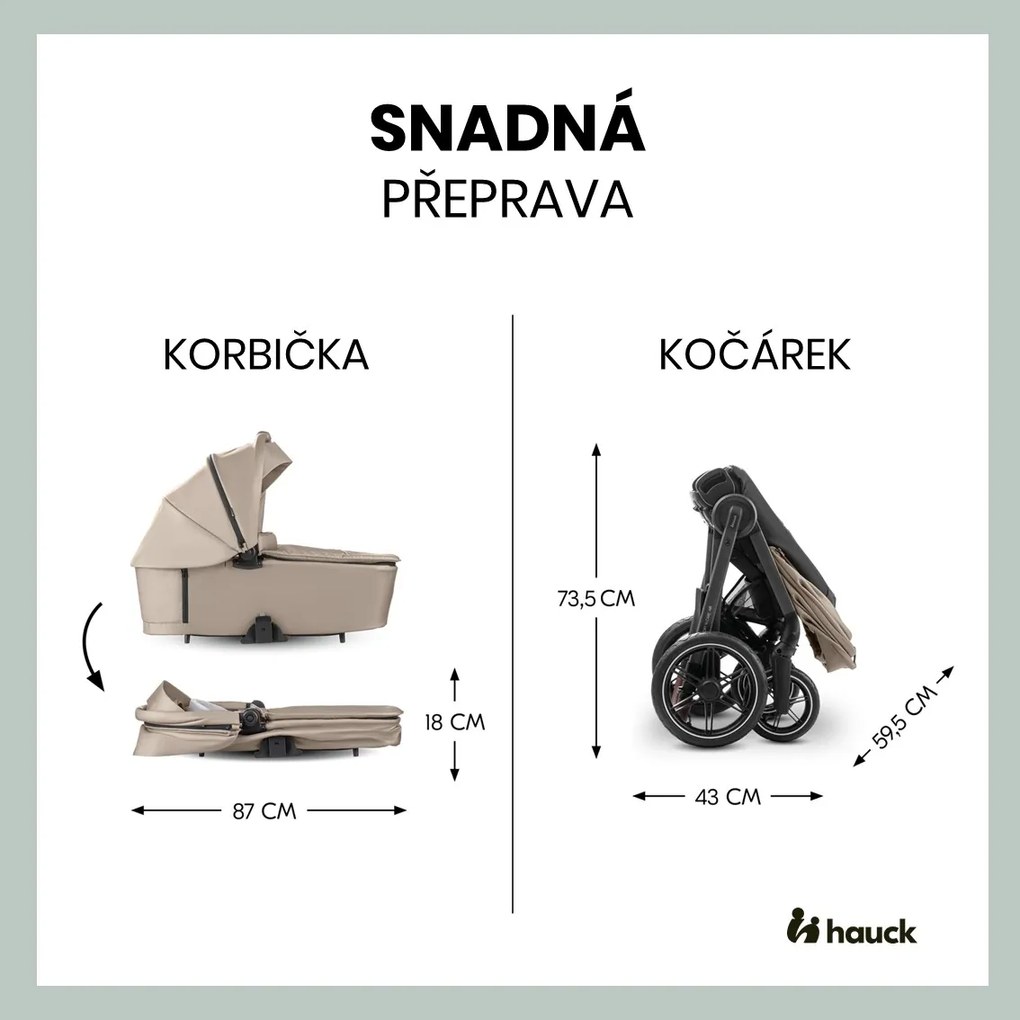 Hauck Kombinovaný kočárek Comfort N Care Air 2v1 mocha
