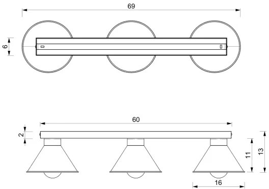 Bodové svítidlo DEMET 3xE27/60W/230V černá/zlatá