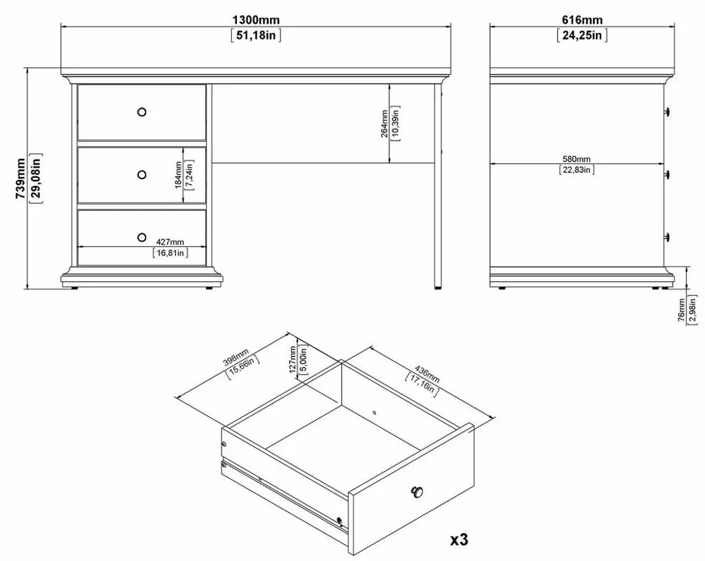 Psací stůl Provence, šedá