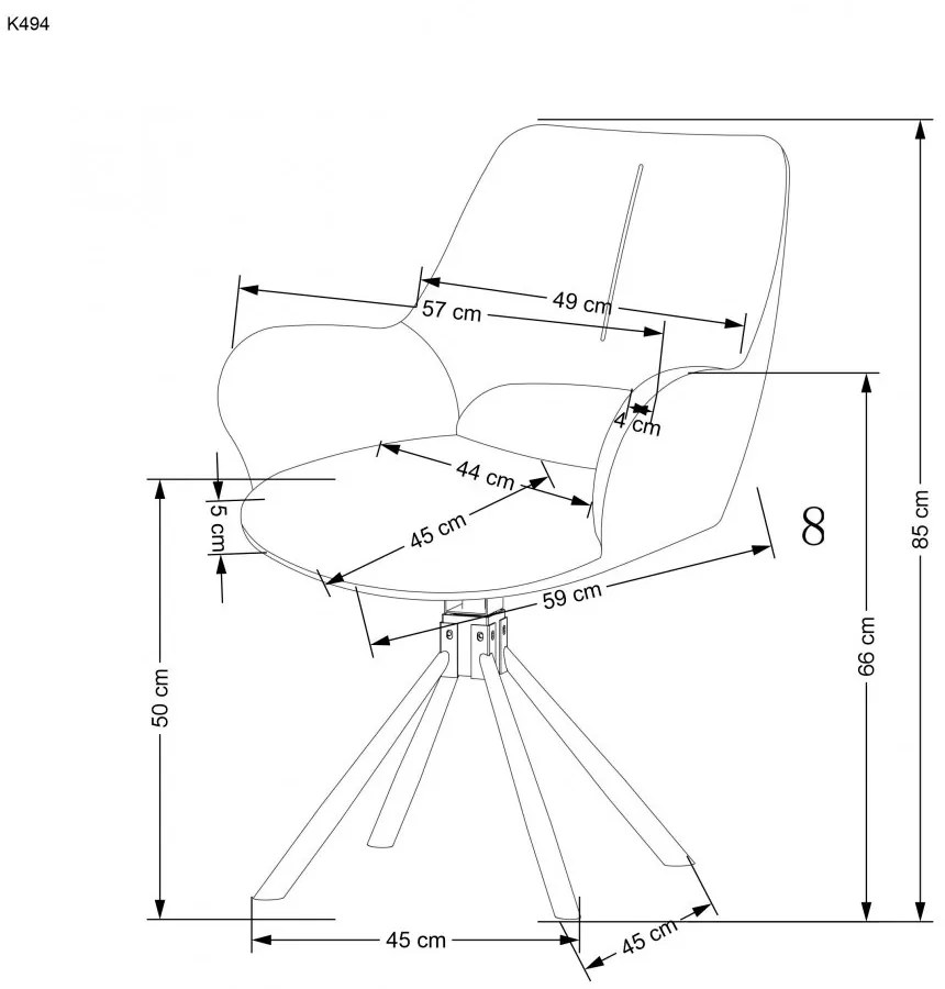 Otočné křeslo MARGE — ocel, látka, ekokůže Halmar