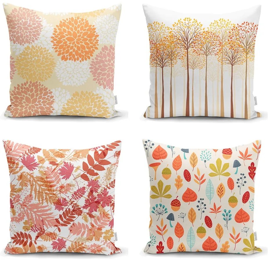 Sada 4 povlaků na polštáře Minimalist Cushion Covers Autumn Design, 45 x 45 cm