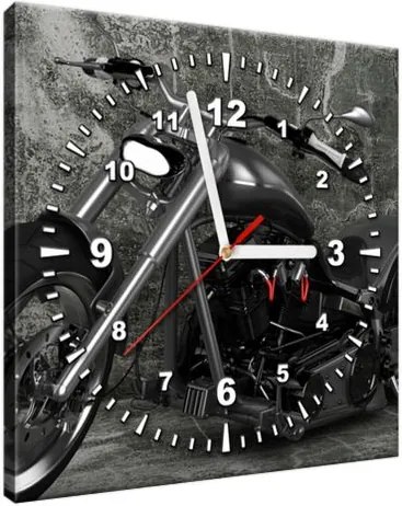 Tištěný obraz s hodinami Tmavá motorka 30x30cm ZP1202A_1AI
