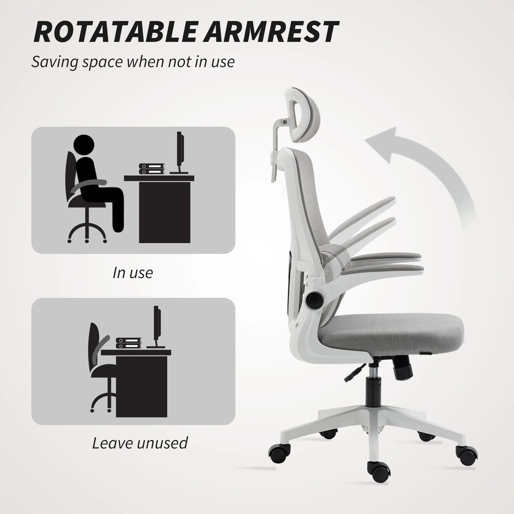 Ergonomická kancelářská židle Vinsetto, pracovní židle s nastavitelnými opěrkami, opěrkou hlavy, naklápěcí funkcí, výškově nastavitelná otáčecí židle…