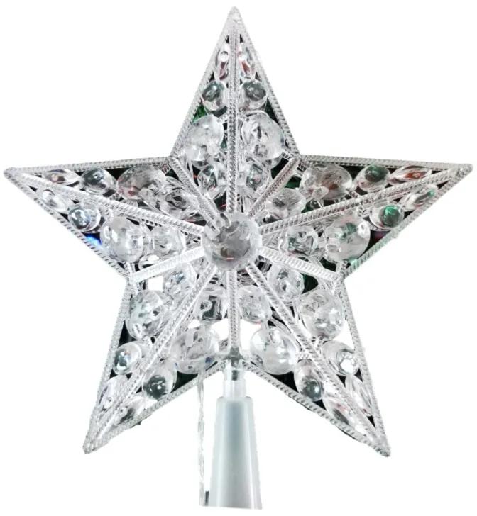 Světelná LED hvězda na špičku stromečku, 15cm, různé barvy na výběr Barva: Studená bílá