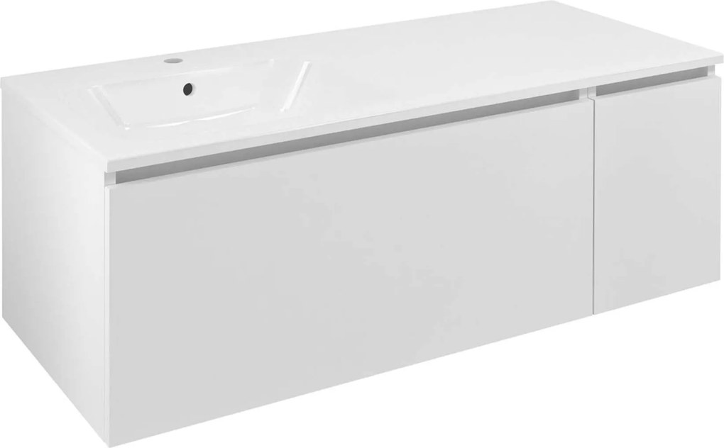 Sapho Lorea - Umyvadlová skříňka 120x46x52 cm, 1x dvířka, 1x zásuvka, levá, matná bílá LE090-3131-L-01