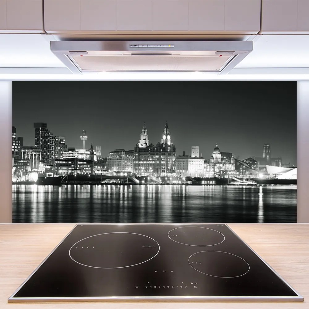 Kuchyňský skleněný panel Město Voda Domy 120x60 cm
