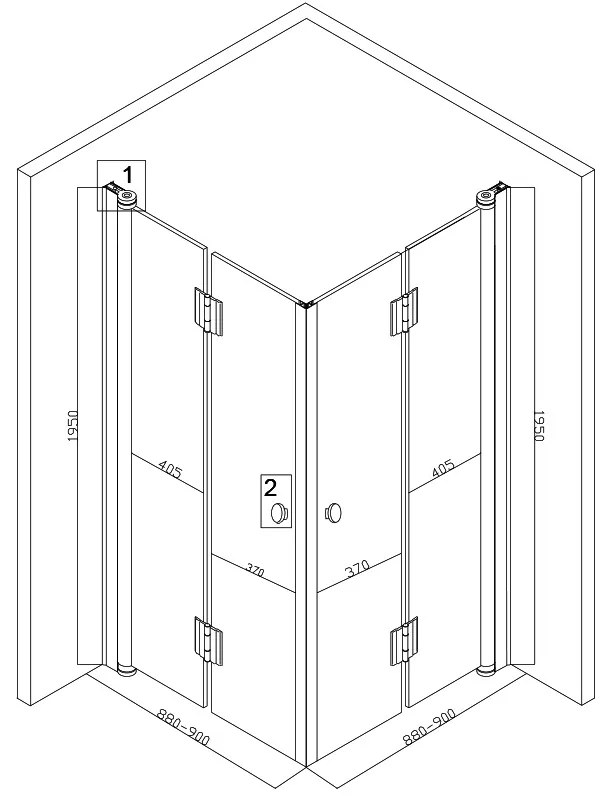 BPS-koupelny Čtvercový sprchový kout HYD-SK08M 90x90 černá/transparent