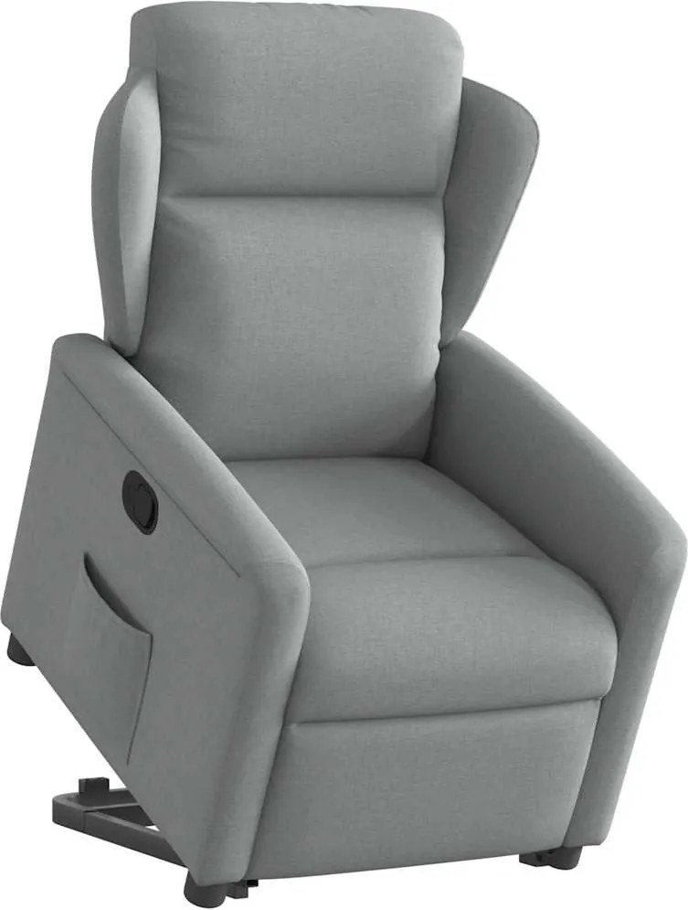 Zvedací polohovací křeslo světle šedé textil 3303134