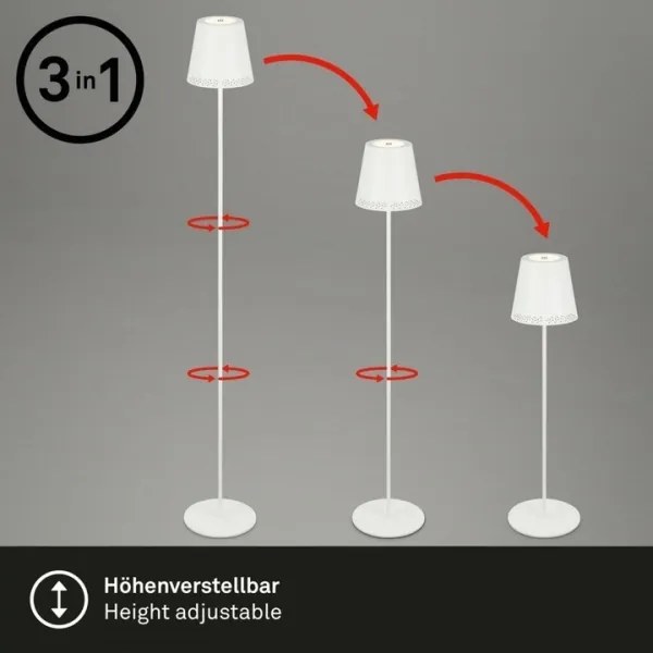 Briloner 1438016 - LED Stm. dotyková stojací lampa LED/3,5W/5V 3000K 130 cm bílá