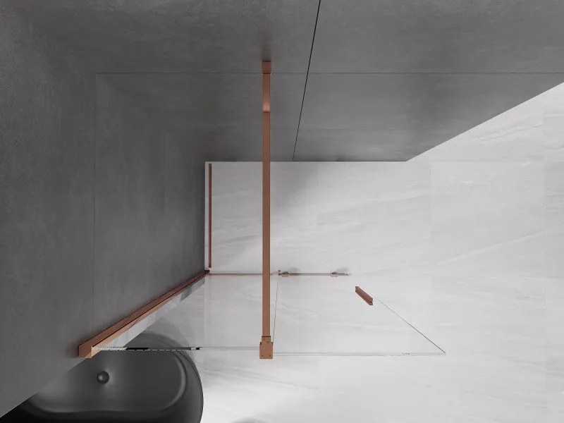 Mexen Velar, posuvné dveře do otvoru typ Walk-In 80 cm, 8mm čiré sklo, růžové zlato, 871-080-000-03-60