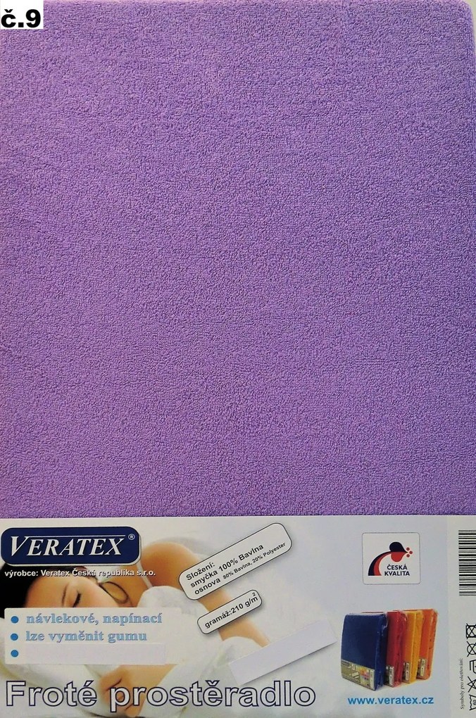 Veratex Froté prostěradlo jednolůžko 100x200/25cm (č. 9-tm.fialové)  Froté