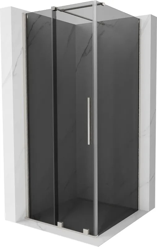 Mexen Velar, sprchový kout s posuvnými dveřmi 100 x 100 cm, 8mm šedé sklo, broušená ocel, 871-100-100-41-97