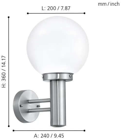 Eglo 30205 - Venkovní lampa NISIA E27/60W/230V IP44