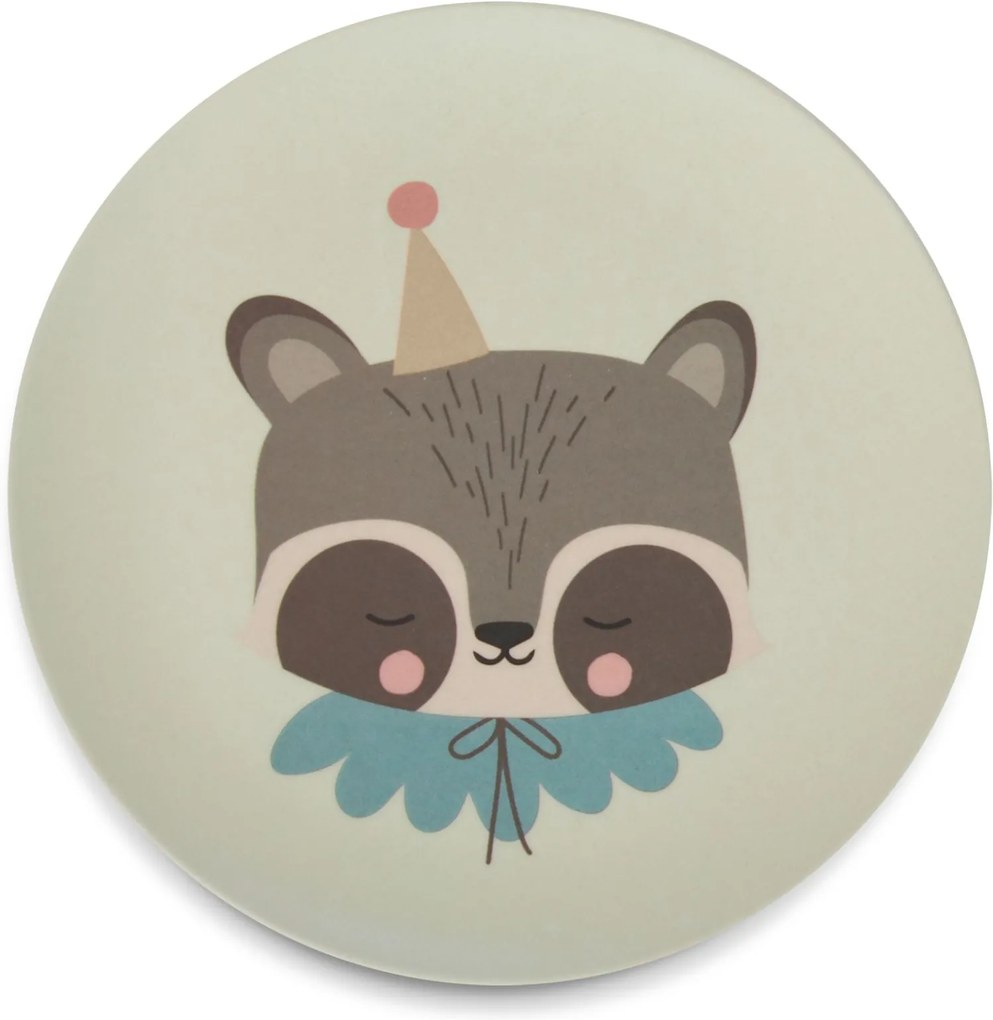 EEF lillemor Bambusové nádobí pro děti Circus Raccoon - set 5 ks, zelená barva, béžová barva