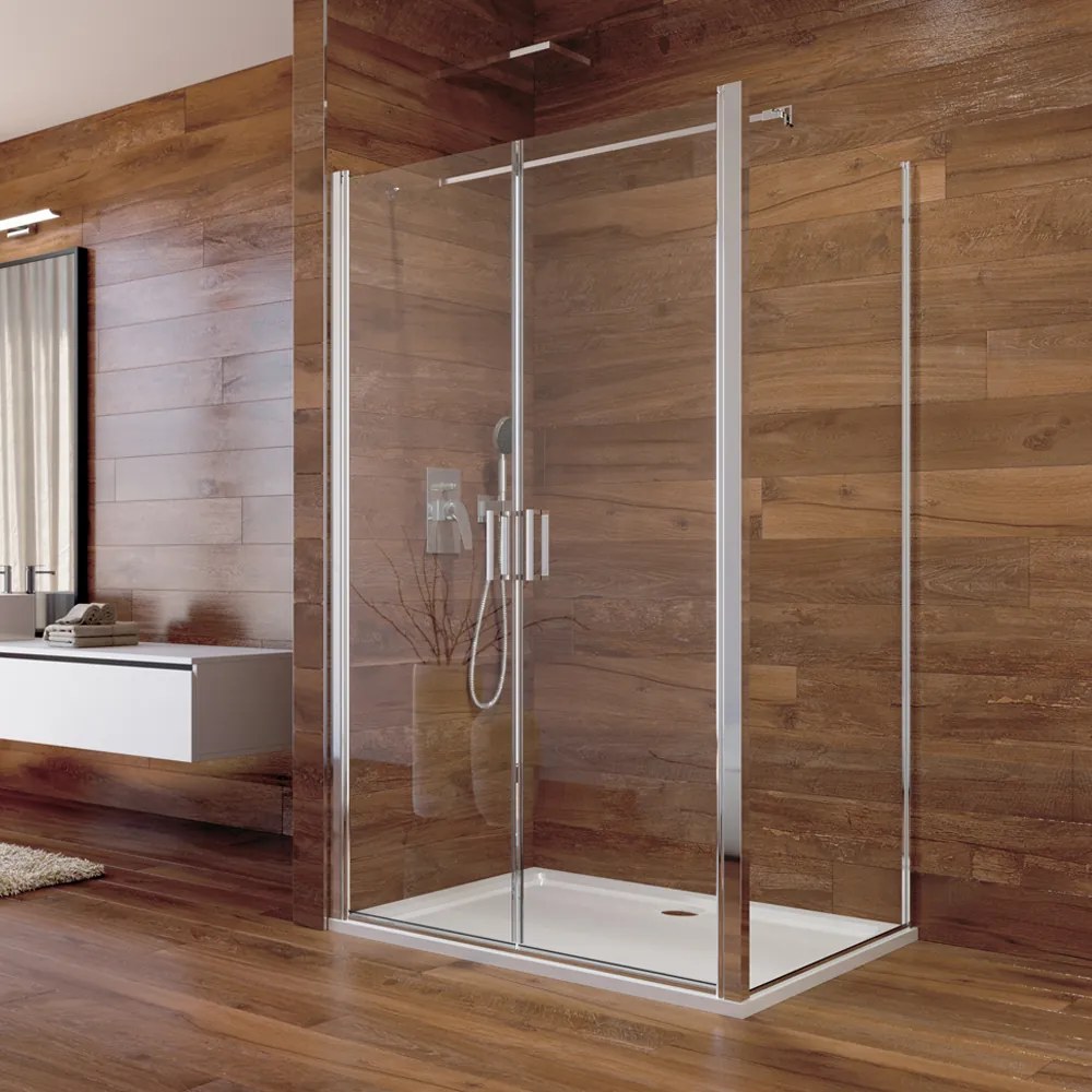 Mereo Mereo, Sprchový kout, Lima, obdélník, lítací dveře a pevný díl, chrom ALU, sklo Čiré, CK88553K