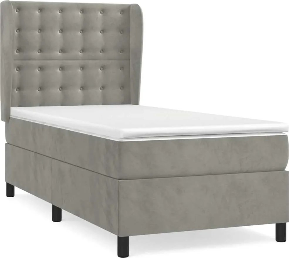 vidaXL Box spring postel s matrací 90x190 cm samet [3129423] Barva: Tmavě zelená