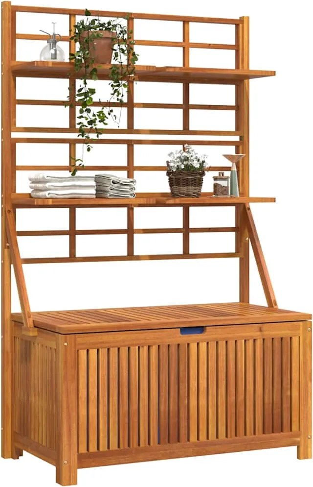 Úložný box s treláží 99 x 50 x 160 cm masivní akáciové dřevo 318760