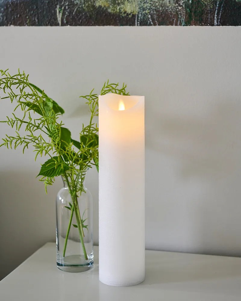 Dobíjecí LED svíčka z pravého vosku Sara, Ø 7,5 × 30 cm, bílá