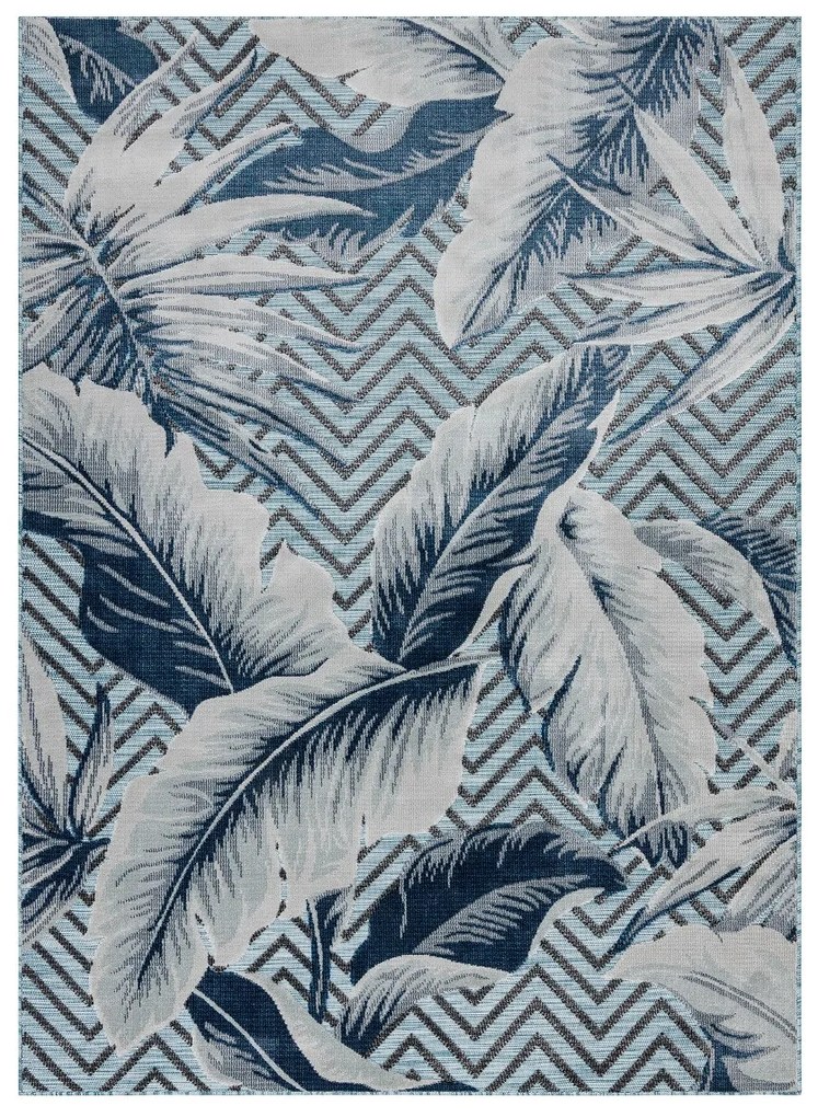 Dywany Łuszczów, Kusový koberec Botanic 65242 Feathers aqua – na ven i na doma, 117x170, modrá, chodba / předsíň