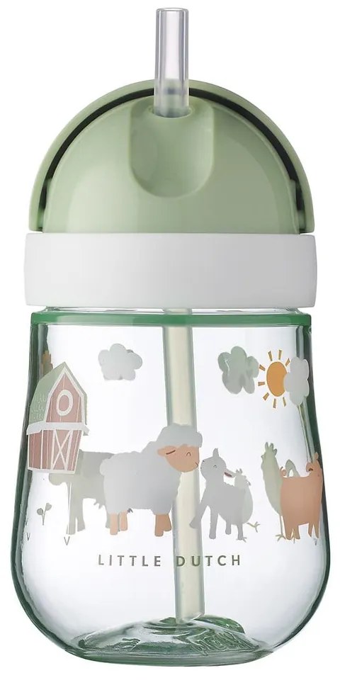 Bílá/světle zelená tritanová dětská lahev 300 ml Little Farm by Little Dutch – Mepal