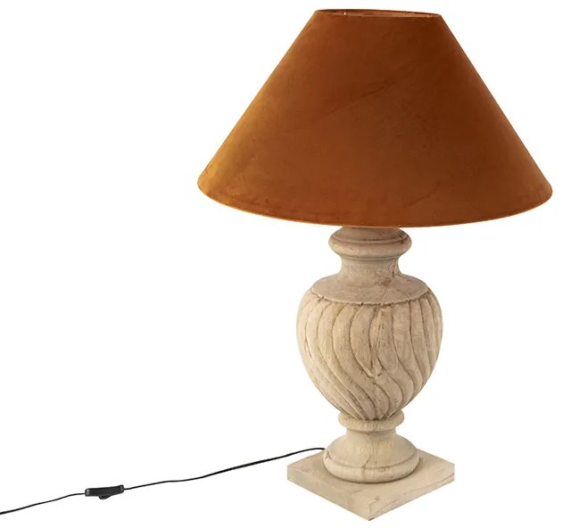 Venkovská stolní lampa s velurovým odstínem dýňové koření 55 cm - Tansy