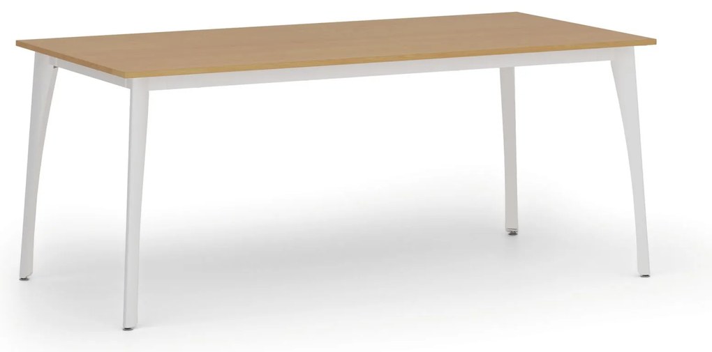 Jednací kancelářský stůl PRIMO OMEGA, 180x90 cm, bílá podnož, buk