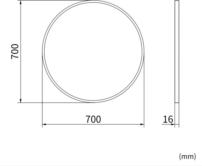 Erga Round, kulaté zrcadlo 70cm, černý rám, ERG-V01-ROUND-7070-BK