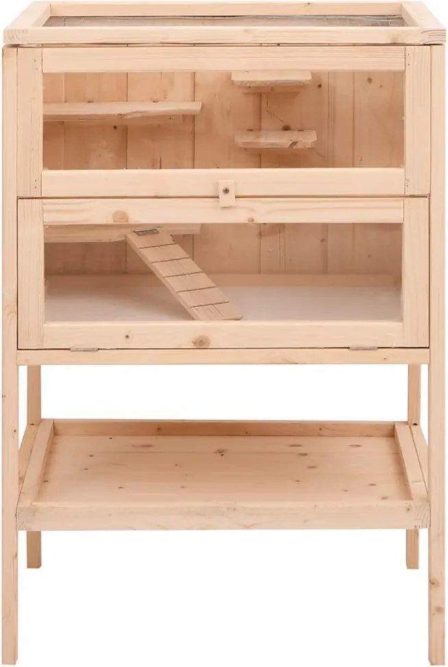 Klec pro křečky 55 x 40 x 80 cm masivní jedlové dřevo 172382