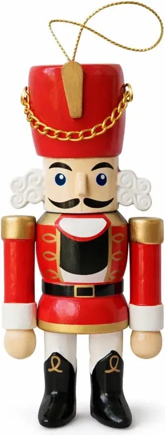 Dřevěná vánoční ozdoba louskáček 12 cm, závěsný