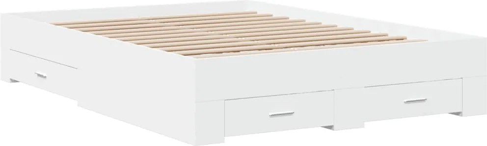 Rám postele se zásuvkami bílý 135 x 190 cm kompozitní dřevo 3280405