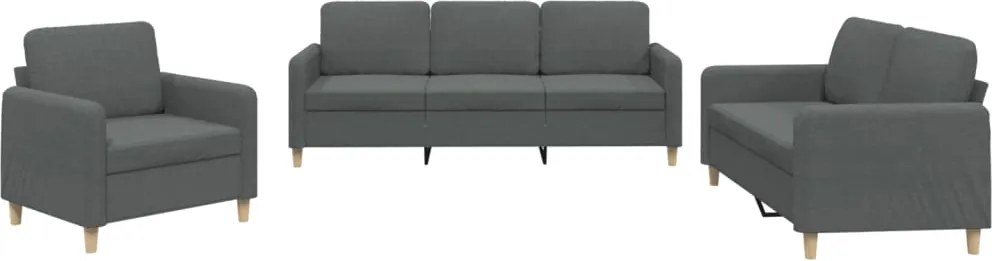 3dílná sedací souprava s poduškami tmavě šedá textil 3202055