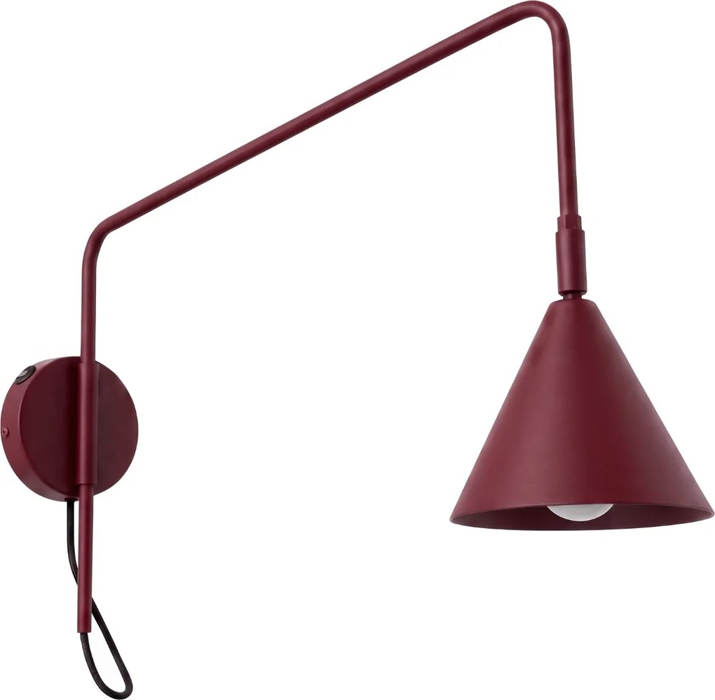 Sollux Lighting Nástěnné svítidlo NOX 1 bordó s vypínačem