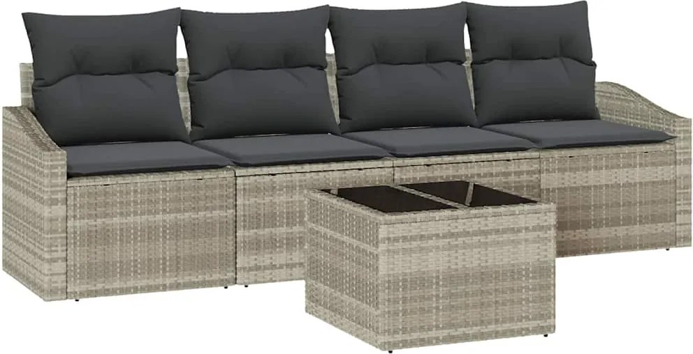 Set pohovek 5 ks Světle šedá polyratan 3346592