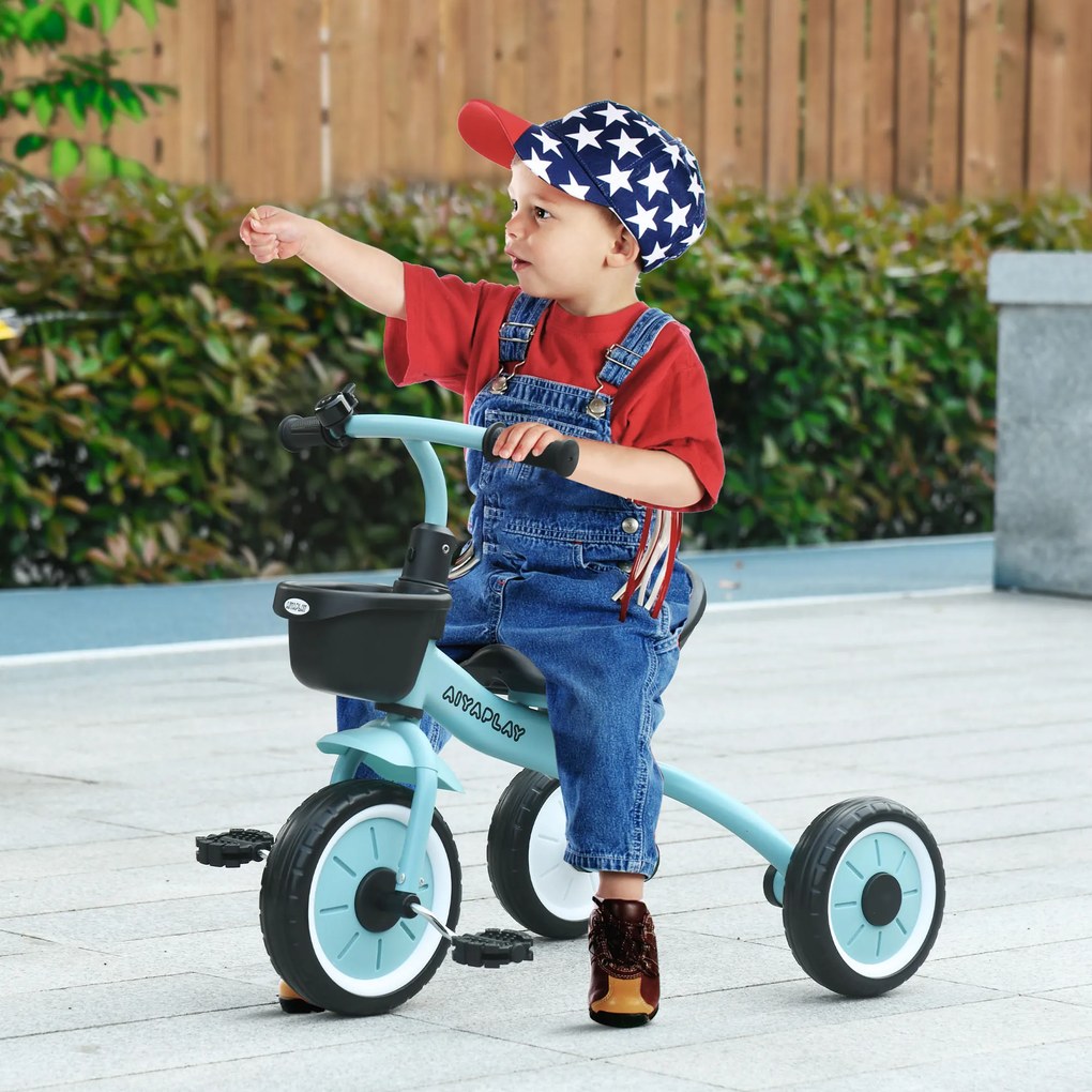 AIYAPLAY Tříkolka, Dětské kolo s nastavitelným sedadlem, Balance Bike s košíkem, zvonkem, Dětské kolo s pedály, Balance Bike pro děti 2-5 let, Kov, M…