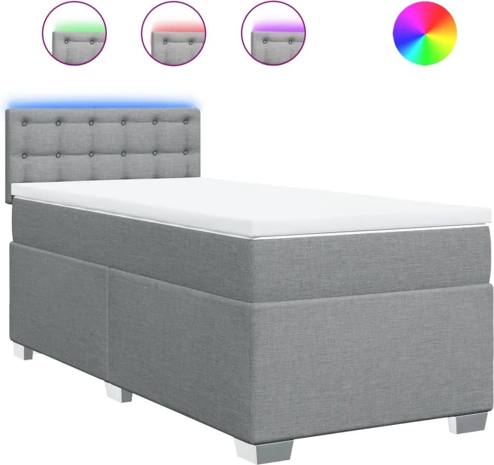 Box spring postel s matrací světle šedá 80 x 200 cm textil 3288029