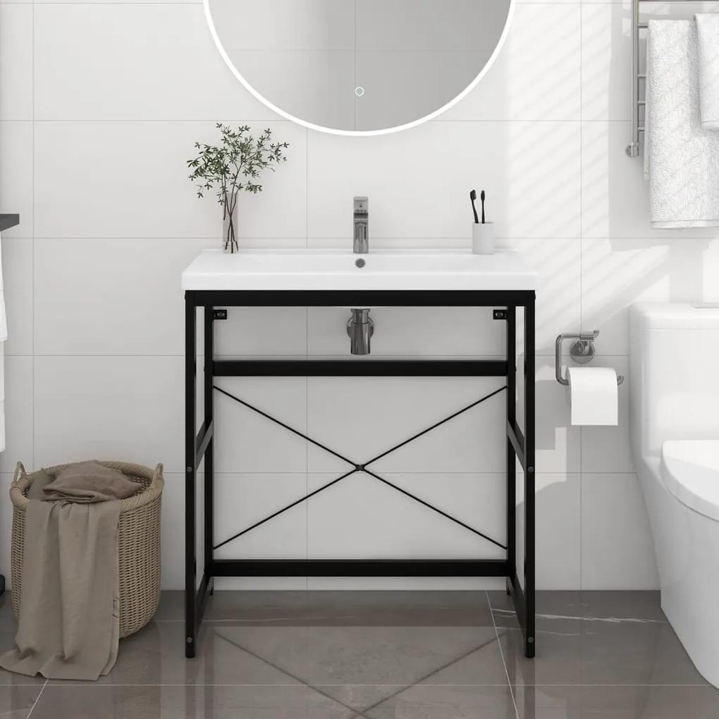 Koupelnový regál pod umyvadlo černý 79 x 38 x 83 cm železo - Default Title